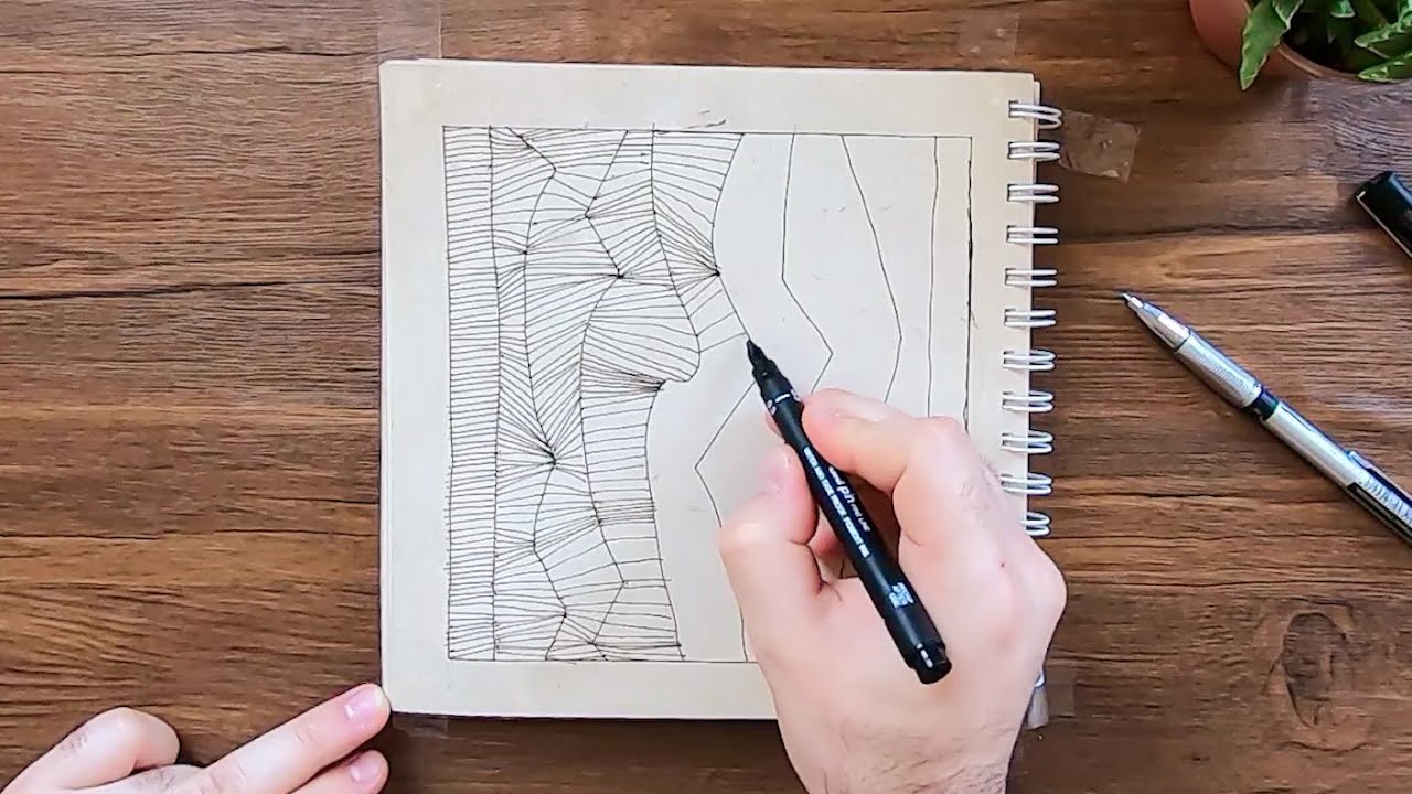daily challenge #3 | Relaxing drawing | LineArt with unipen | abstract ...