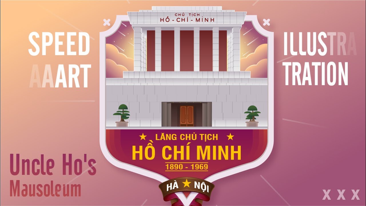 Uncle Ho's Mausoleum illustration badge - Speed Vector Illustration ...