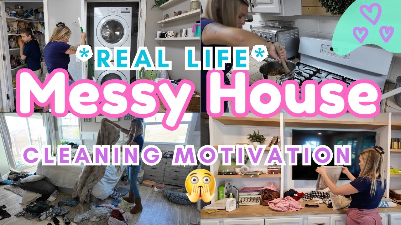 *NEW* REAL LIFE MESSY HOUSE CLEANING MOTIVATION || mom with ADHD - YouTube
