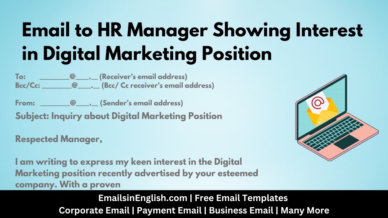 Email to HR Manager Showing Interest in Digital Marketing Position ...