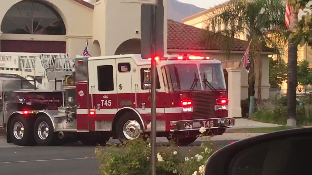 OCFA Engine 45, Truck 45 & Battalion 7 responding - YouTube