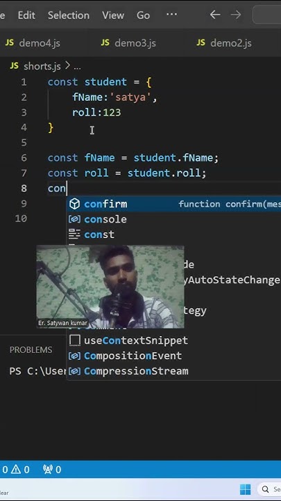 Javascript Object Destructor Coding Javascript Webdevlopement Youtube
