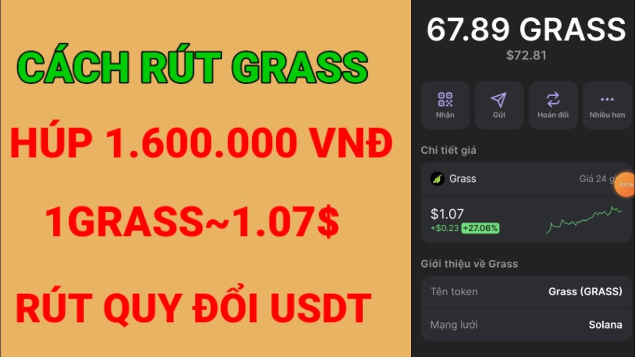 CÁCH RÚT GRASS HÚP 1.600.000 VNĐ (1GRASS~1.07$) QUY ĐỔI SANG USDT VỀ ...