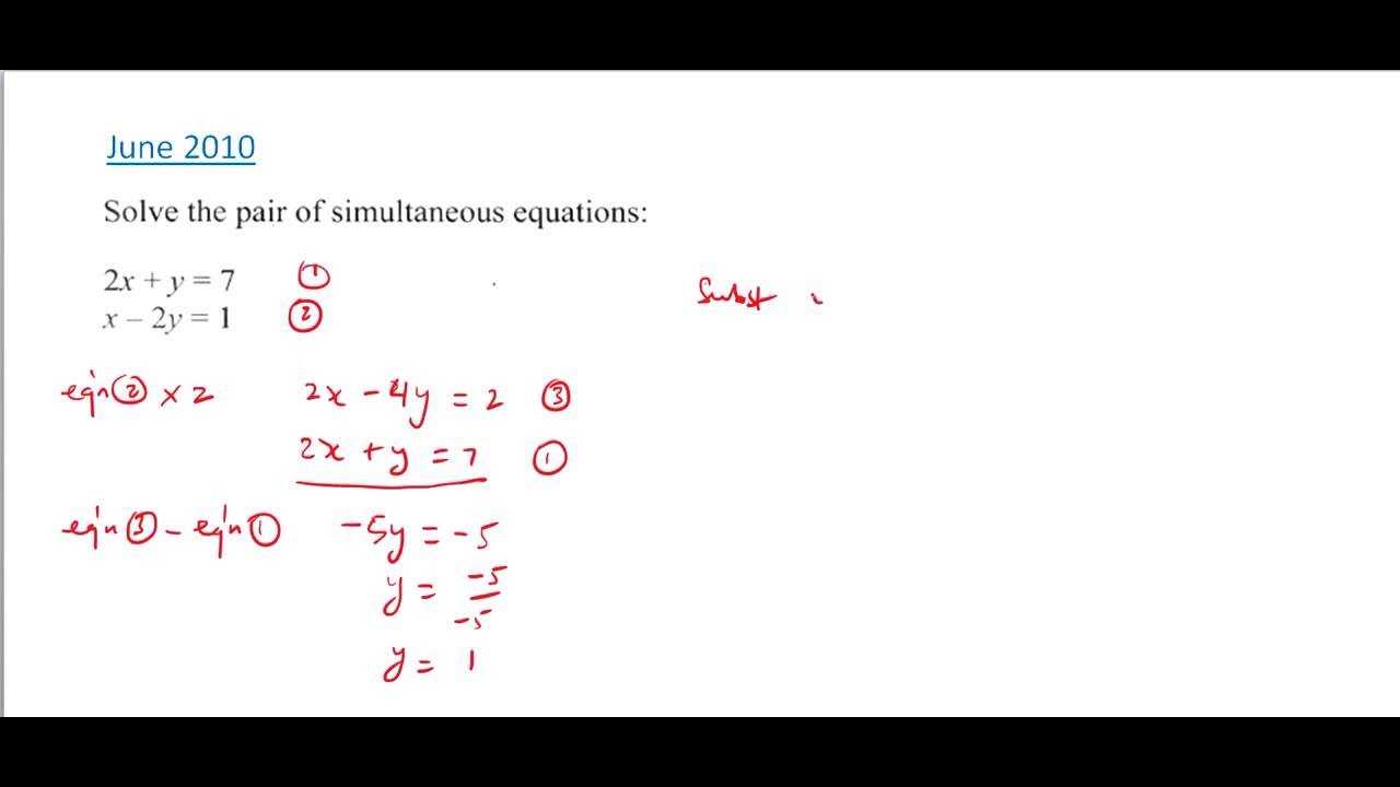 Csec Maths Solving Simultaneous Equations By Elimination Youtube