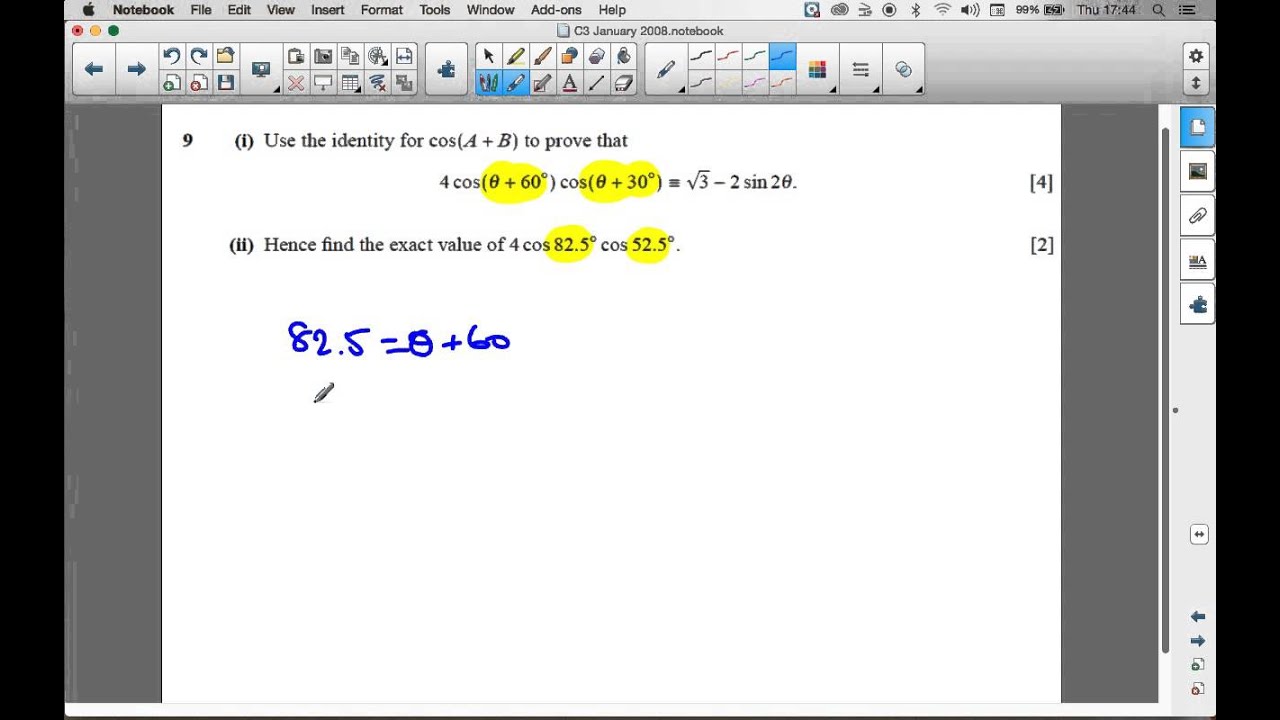 OCR Core 3 January 2008 q9ii - A2 Maths - Trigonometry - YouTube