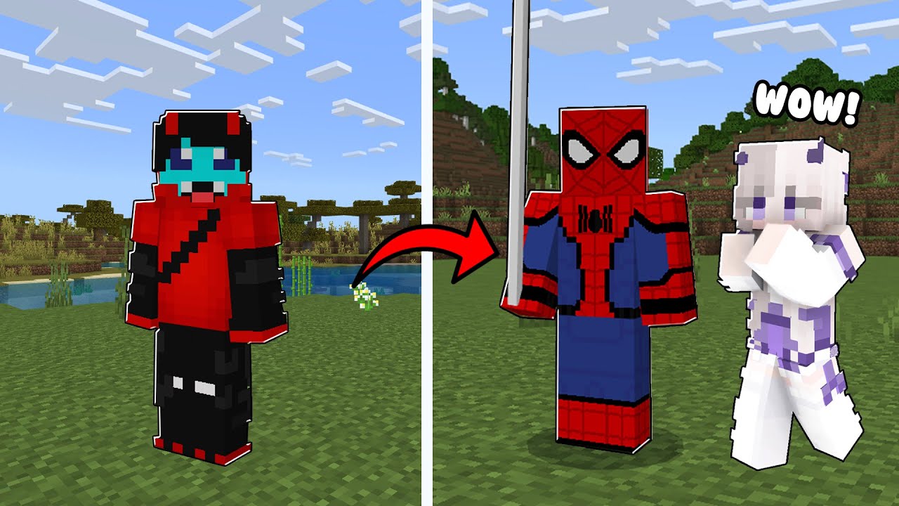 i Became SpiderMan in MINECRAFT PE!! ft. SheyyynPlayz - YouTube