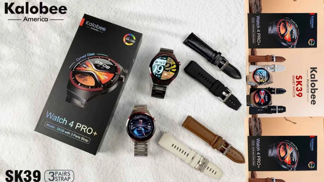 Kalobee America SK39 SMART WATCH THREE 3 PAIRS STRAP Curved Glass Watch ...