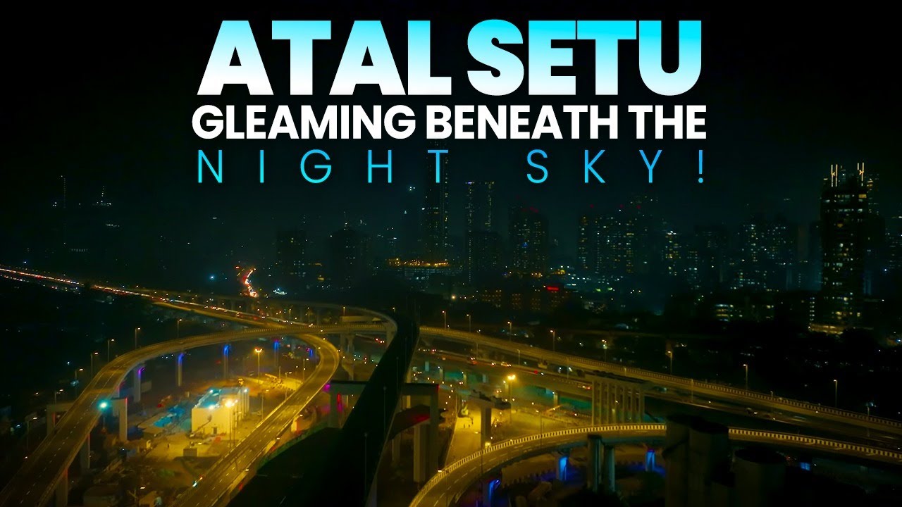 Stunning night view of Atal Setu - India's longest bridge on the sea ...