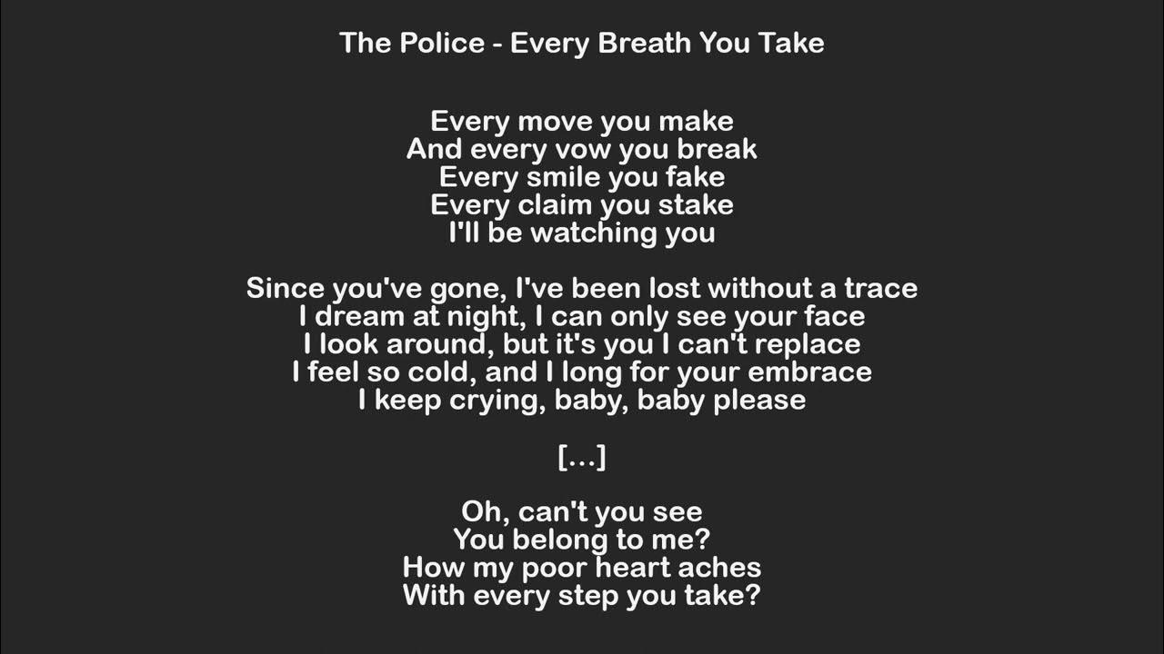 The Police - Every Breath You Take - Lyrics - YouTube