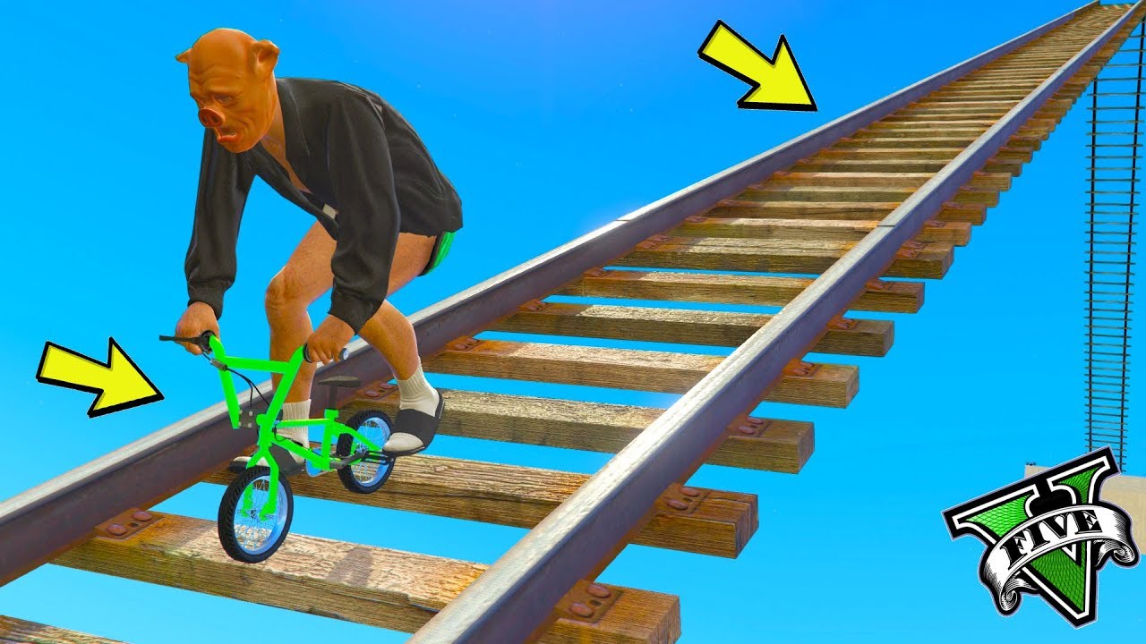 GTA 5 🐷 MINI BICYCLE E MEGA RAMP TRACKS !!! 🐷 GARE PARKOUR 🐷 GTA 5 ITA ...