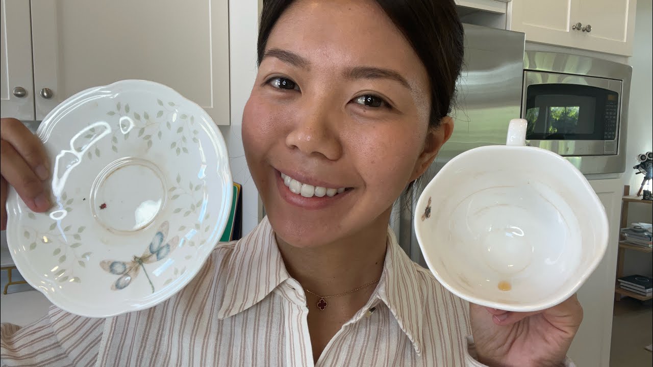 How To Remove Stains On Your Tea Cups And Saucer Plates - YouTube