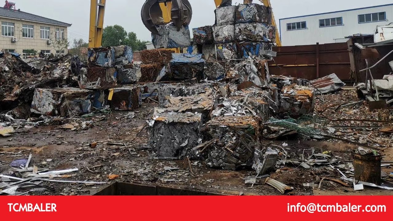 baling machine tin can recycling - YouTube