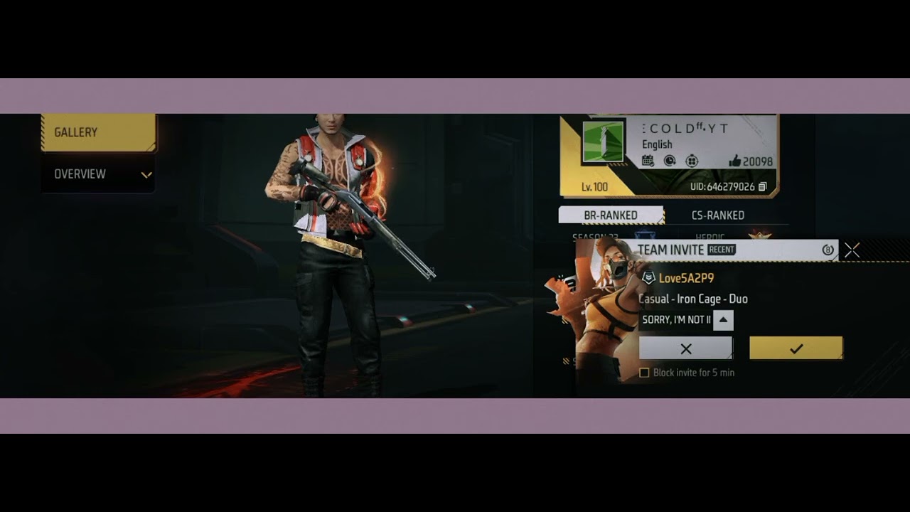 100 level id in my friend #free fire#viral#short - YouTube