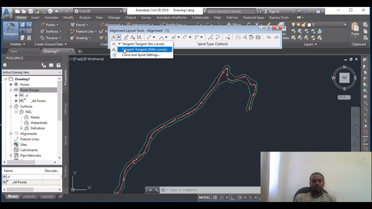 Auto CAD Civil 3D road design software tutorial on horizontal alignment ...