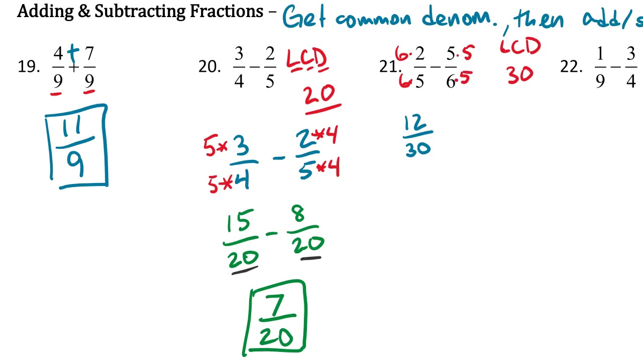 Adding and Subtracting Fractions - YouTube