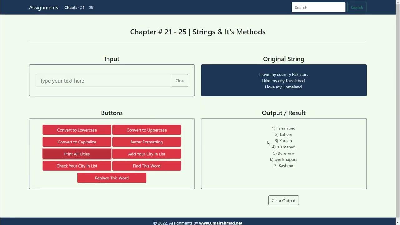 26 - JavaScript Class 8 | Strings and its methods | Find and Replace String | Muhammad Umair ...