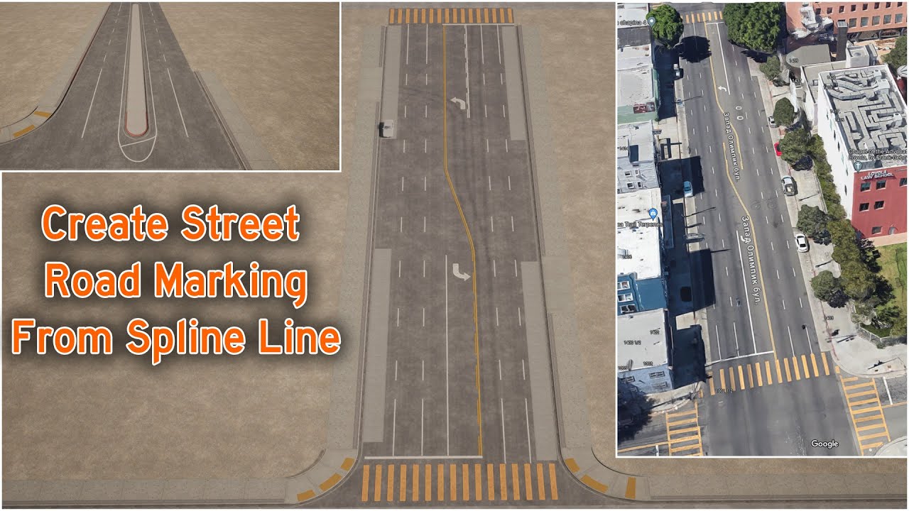 Create City Street Road Marking - From Spline Line - YouTube