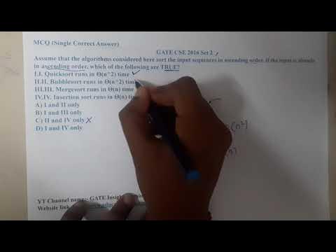 GATE CSE 2016 SET 2 Q ||Algorithms || GATE Insights Version: CSE - YouTube
