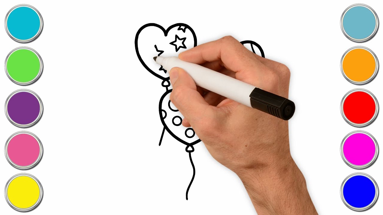 Easy Heart Balloon Drawing Tutorial || Step by Step Heart Balloon ...