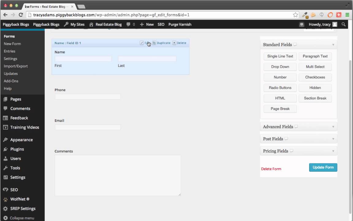 Creating a form on your Piggyback Blog - YouTube