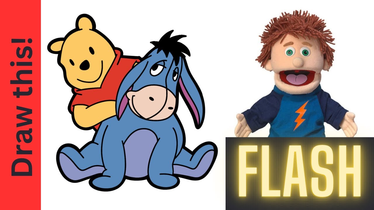 How to draw Winnie the Pooh and Eeyore with Flash - easy step by step ...