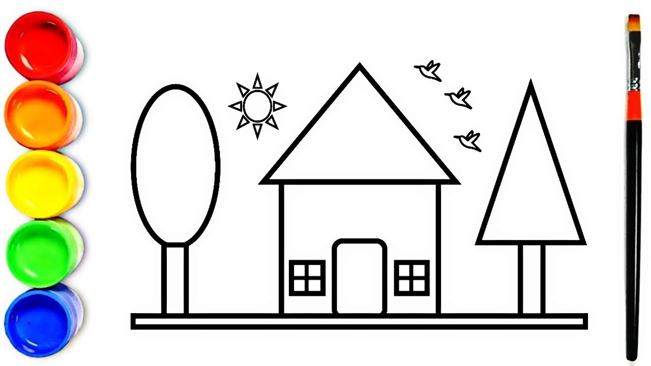 How To Draw A House From Shapes | Home Drawing Video | Drawing And ...