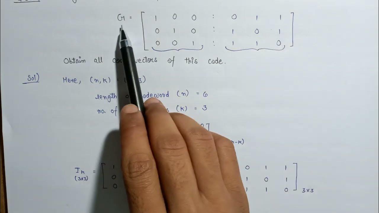 Generator Matrix to generate codewords in Linear Block Code - YouTube