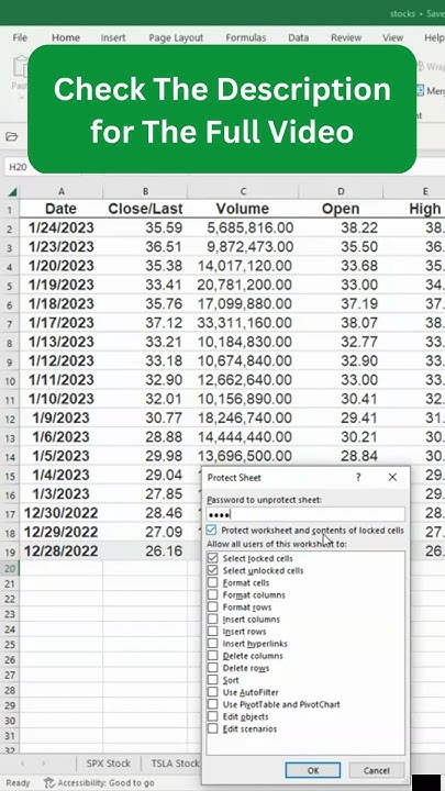 Password Protect Sheets in Excel #shorts #exceltutorial #excel - YouTube