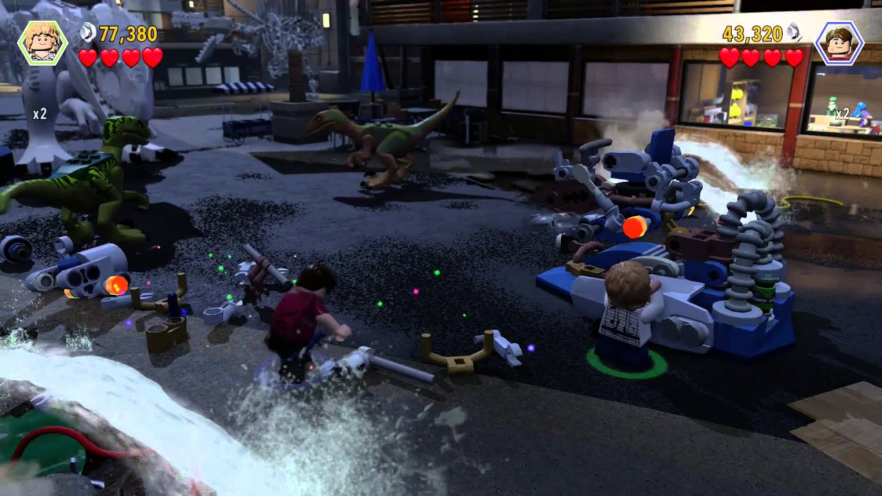 Lego Jurassic World play through part 20 - Main Street Showdown - YouTube