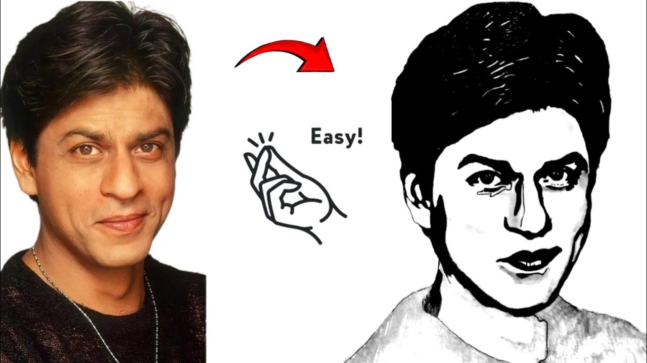 shahrukh khan // shahrukh khan sketch step by step //shahrukh khan sketch tutorial// #drawing ...