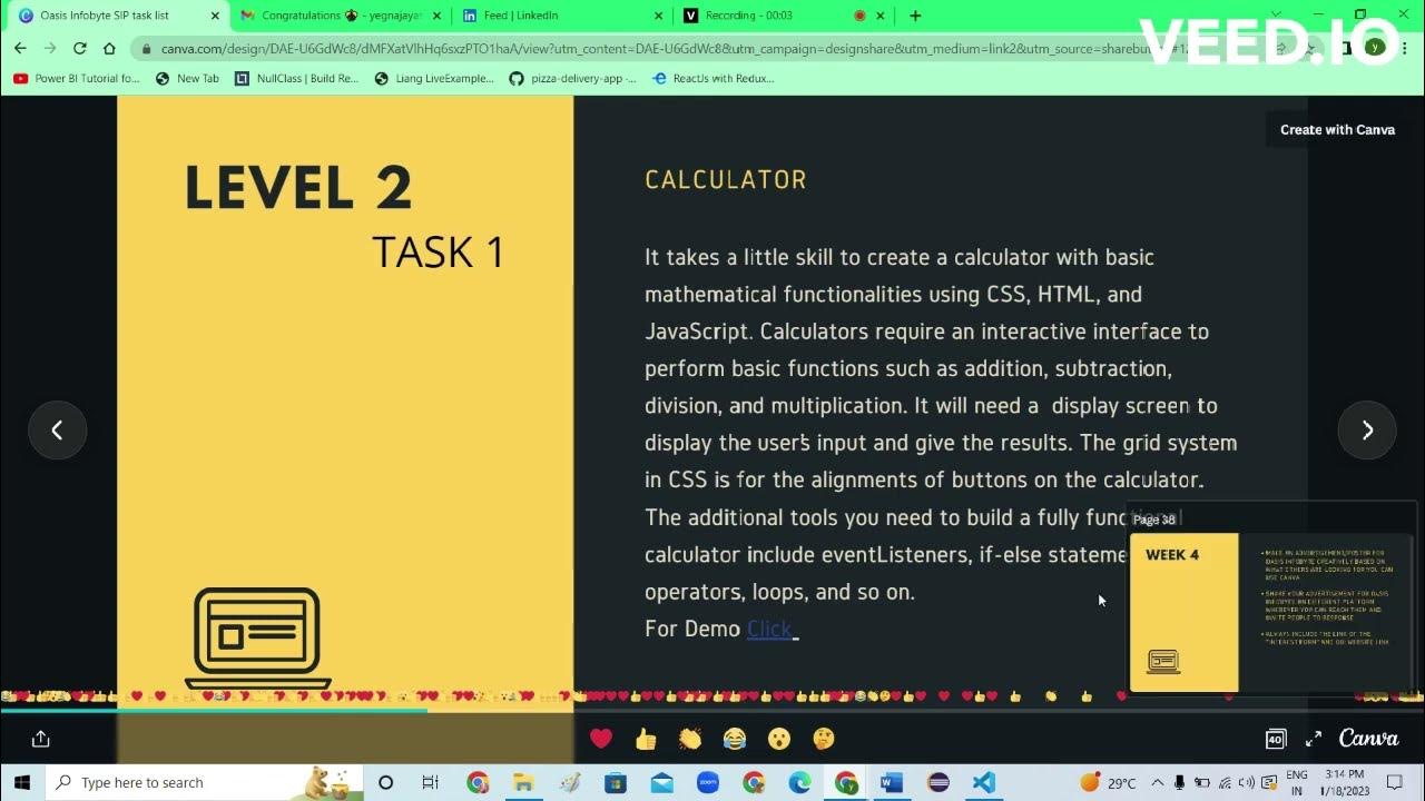 Internship Oasis Infobyte Level 2 Task 1 Web Development Calculator Youtube