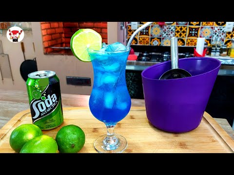 Como fazer o drink lagoa azul sem bebida alcóolica - YouTube