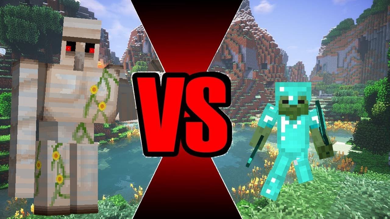 Minecraft battle:Zombie with enchanted diamond armor VS Iron Golem ...