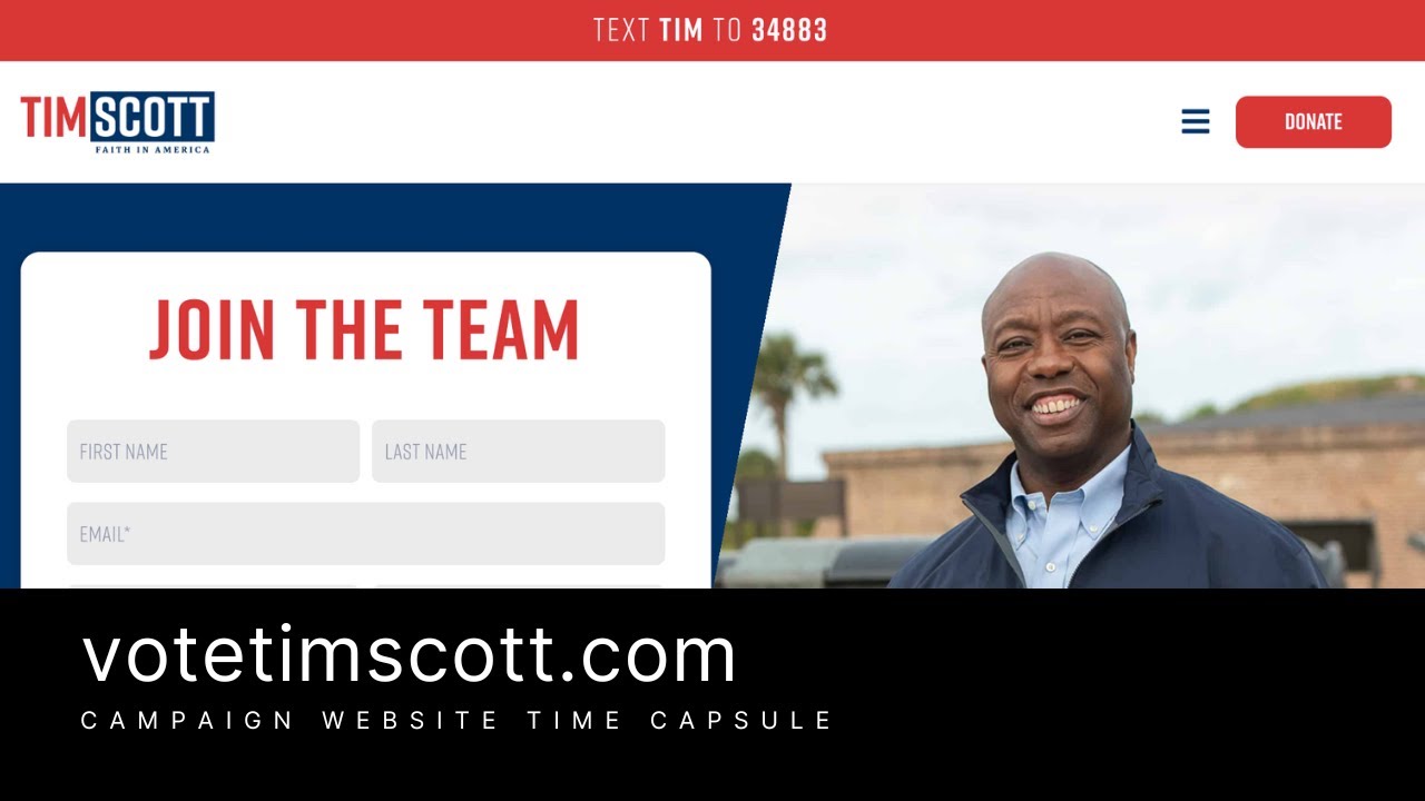 Website Time Capsule: Tim Scott for US President on 2023-05-22 - YouTube