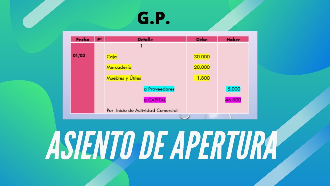 ASIENTO DE APERTURA EN EL LIBRO DIARIO GENERAL - YouTube