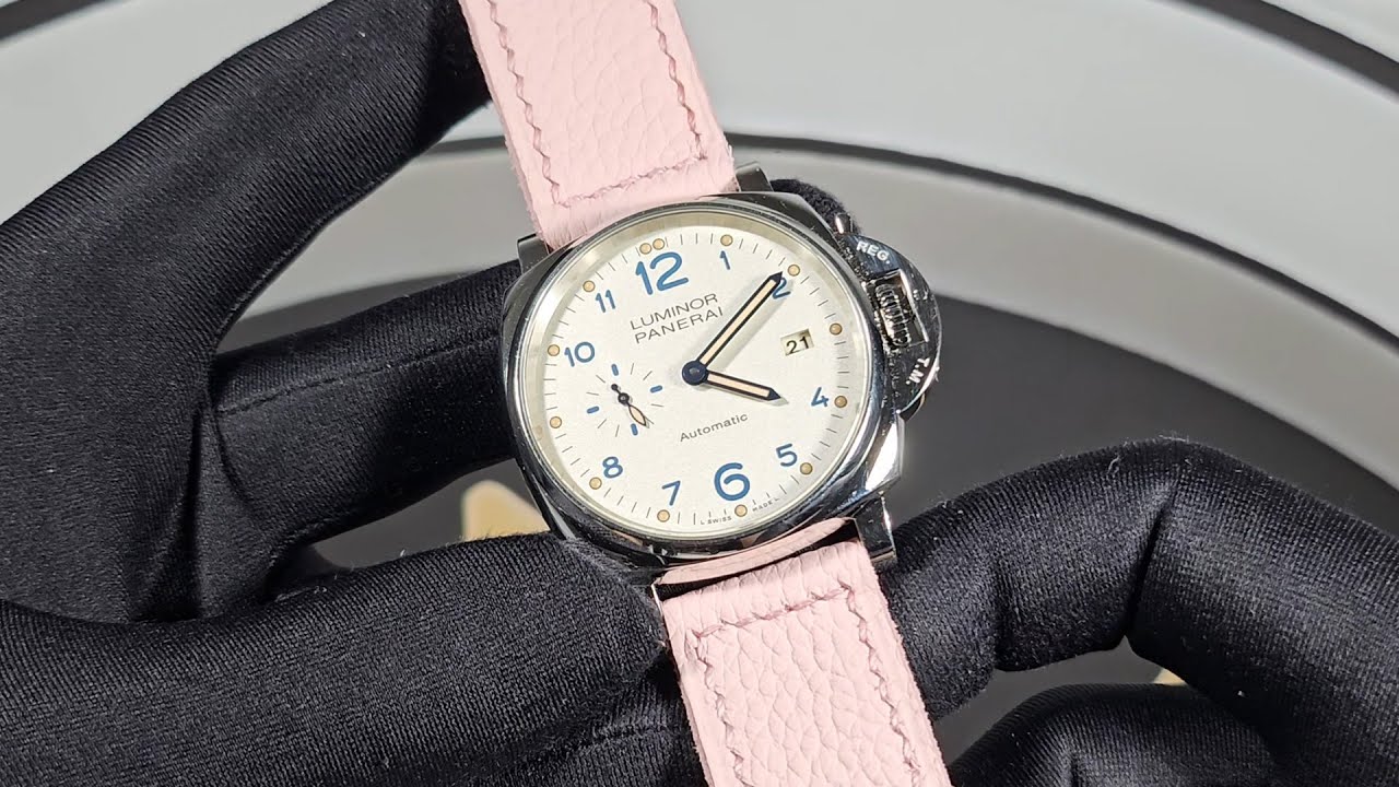 Panerai Strap for 42mm Luminor DUE in Cherry Blossom Pink with Brushed ...