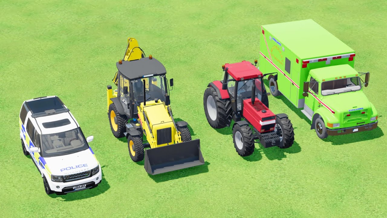 POLICE AUDI, TRACTOR, EXCAVATOR JCB , DACIA and AMBULANCE EMERGENCY ...