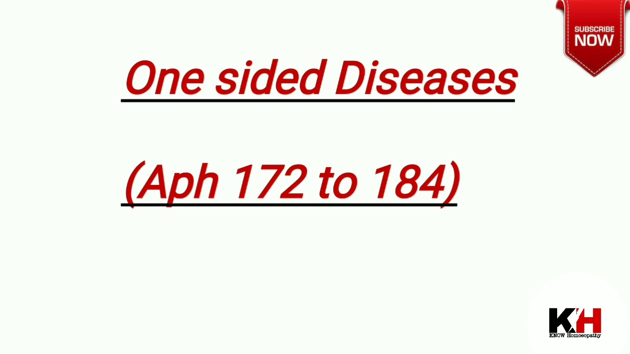 One sided diseases in Homoeopathy - YouTube