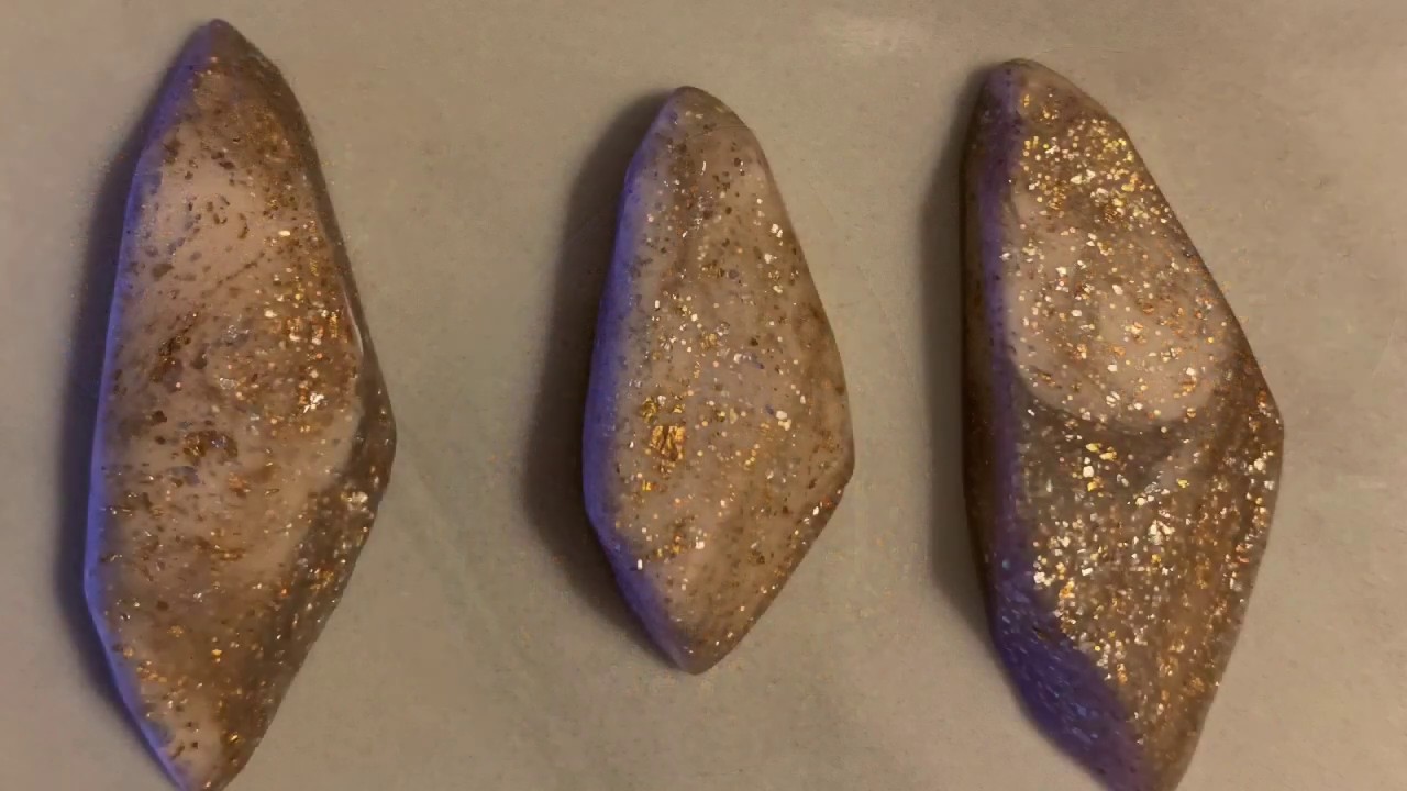 Polymer clay Beads, translucent clay, silver and gold leaf and mica ...