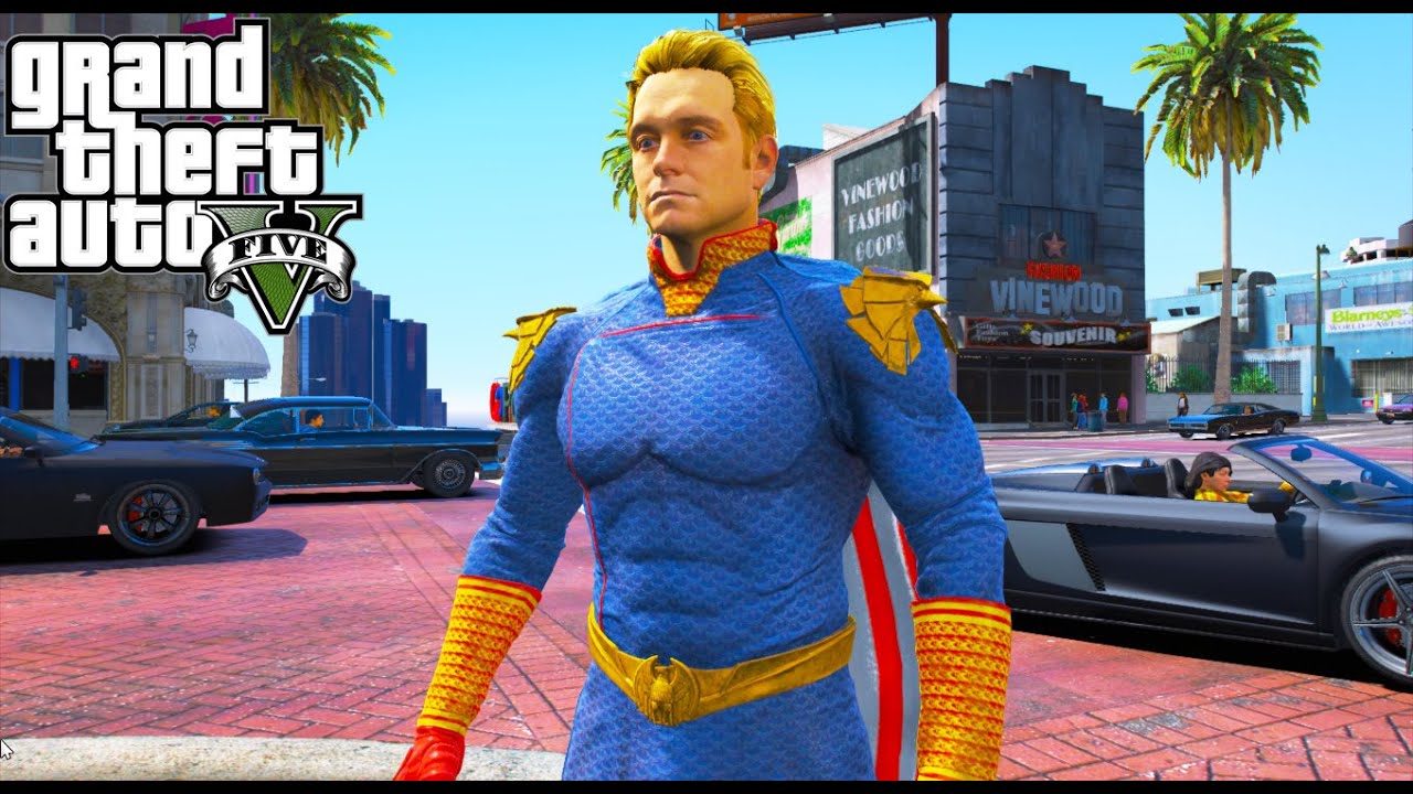 HOMELANDER ATTACKS A BANK AND FIGHTS THE POLICE | GTA V SUPERMAN MOD ...