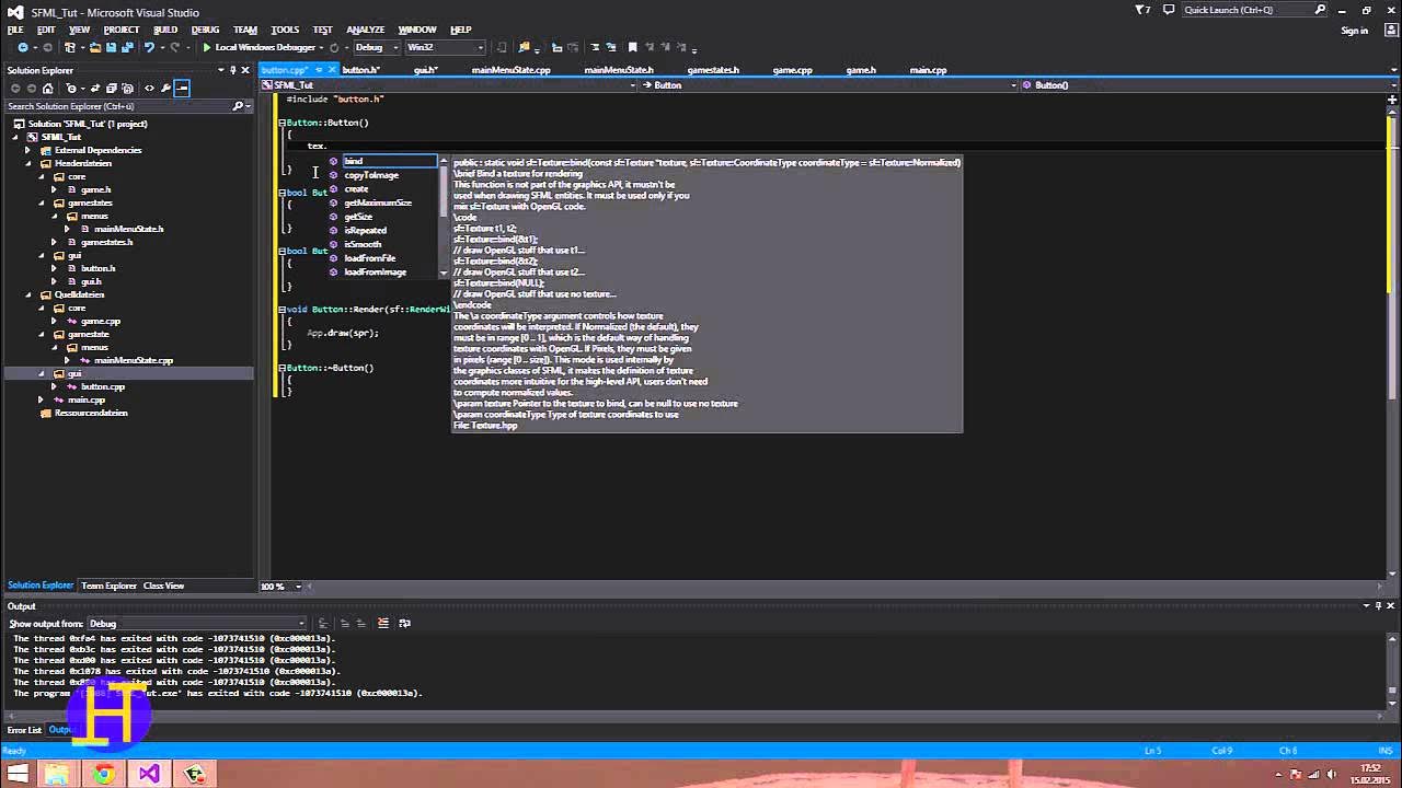 Spieleprogrammierung mit der SFML #3 GUI Teil1: Button 1/2 - YouTube