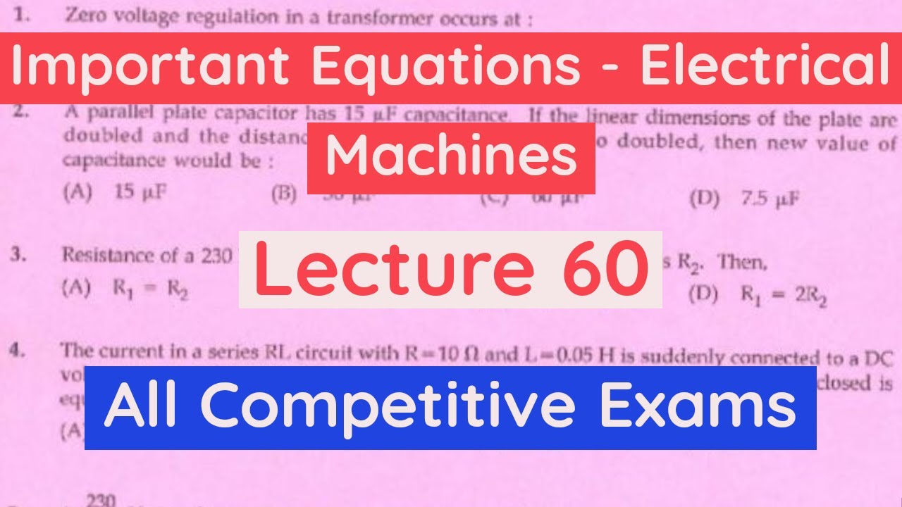 IMPORTANT EQUATIONS &CONCEPTS ELECTRICAL MACHINES |Kerala psc sub ...
