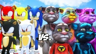 SONIC THE HEDGEHOG COLORS VS TALKING TOM SUIT COLORS EPIC BATTLE SONIC ...
