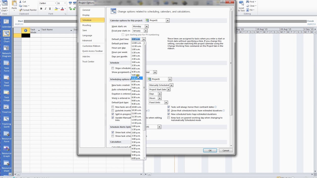 Microsoft Project 2010 Video 5 Project Options and Settings - YouTube