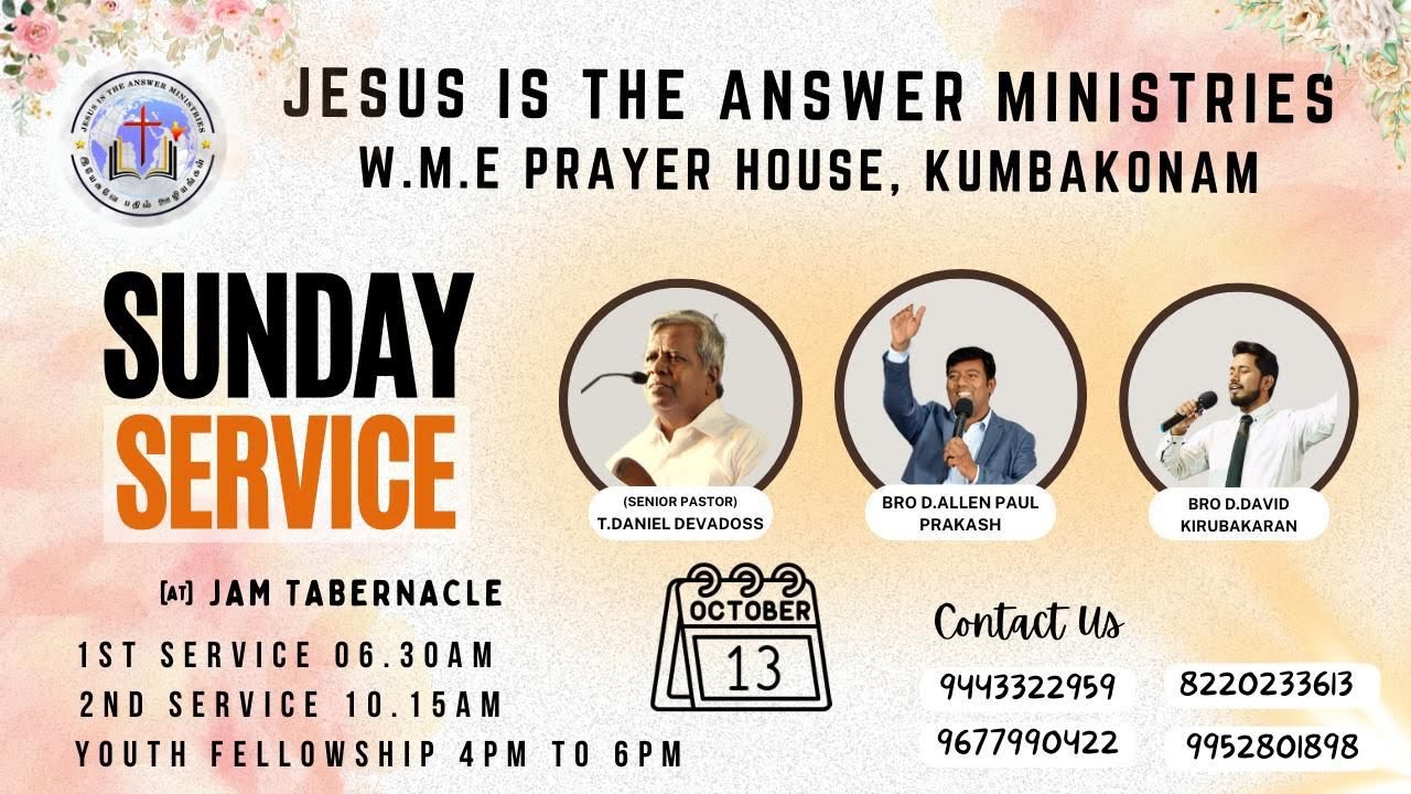 🔴LIVE || Sunday Service (13.102024) ||JAM TABERNACLE ( A Full Gospel ...