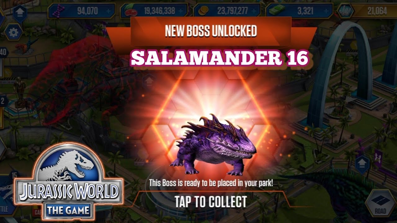 Jurassic World The Game, Unlock New Boss Salamander 16 - YouTube