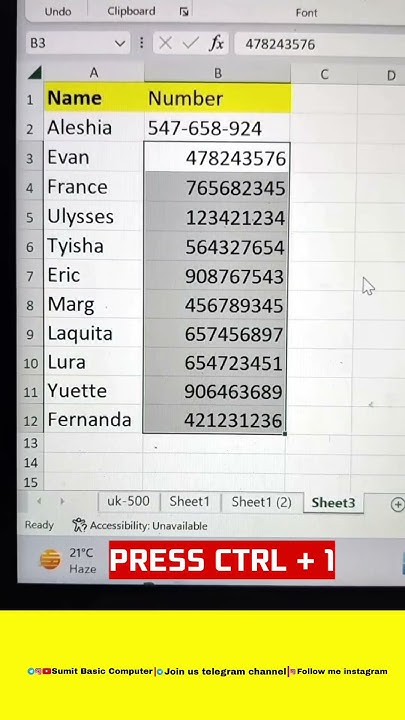 Excel Interview Question _ Add dash Between Numbers Without Formula -excel - exceltips #shorts ...