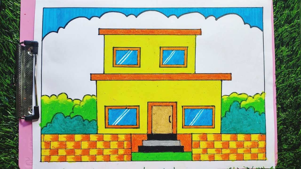 House Scenery Drawing for Beginner's 🏠Ghar ka Chitra🏠Easy and Simple ...