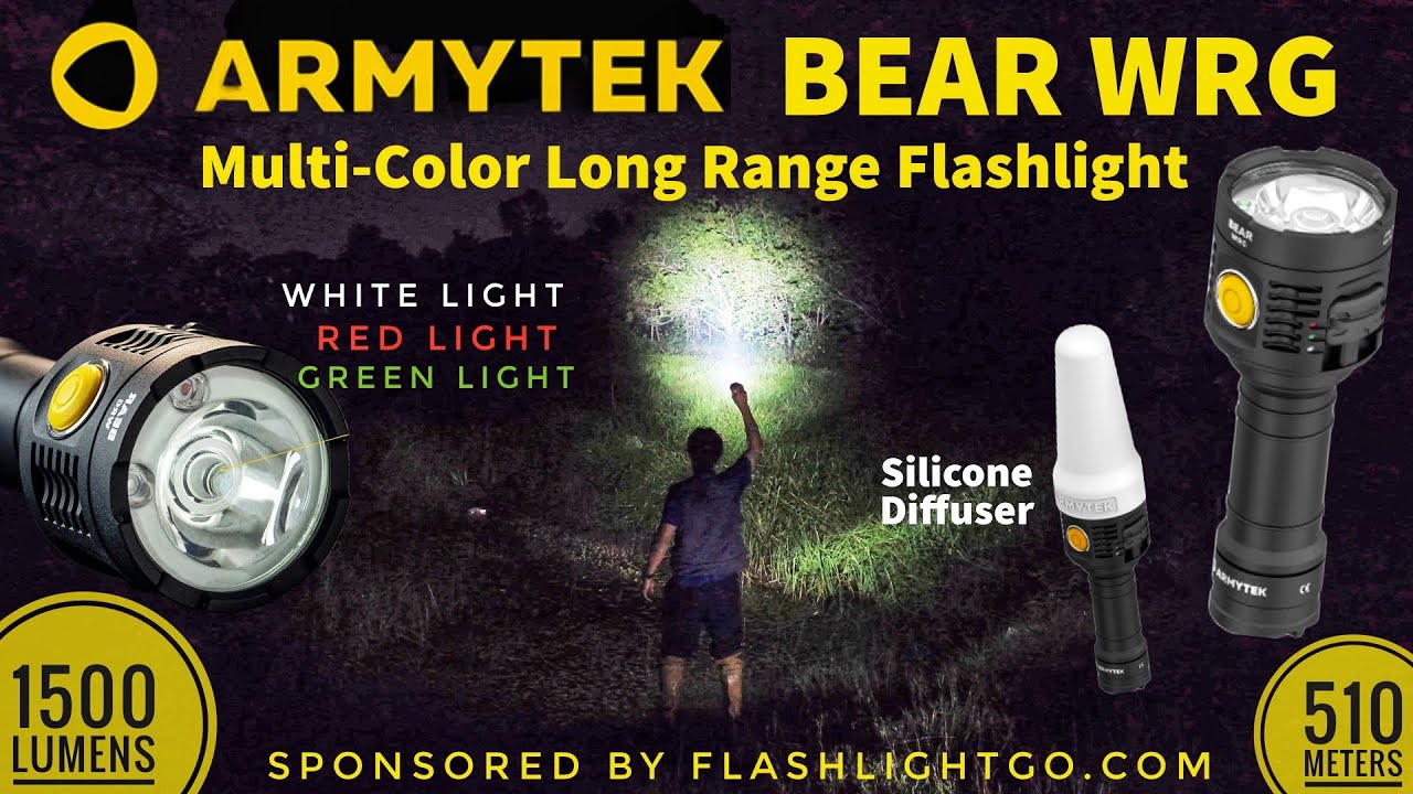 Armytek BEAR WRG - Multi-Color Long Range Flashlight, 1500 lm max, 510 ...