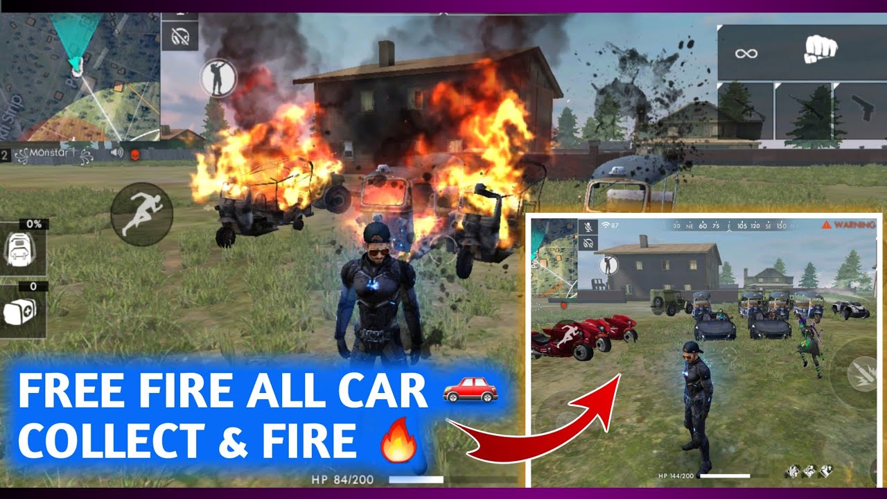 Free fire all vehicles parking in peak | Burned all the Vehicles ...